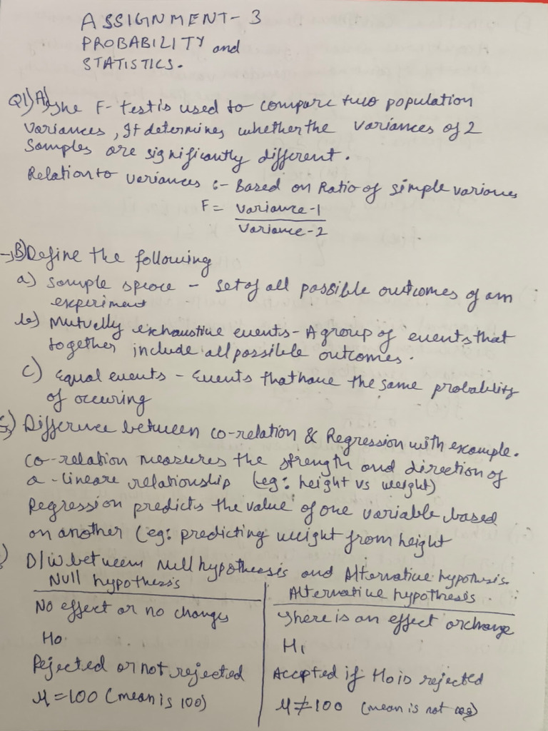 Notes For Probability and Statistics | PDF