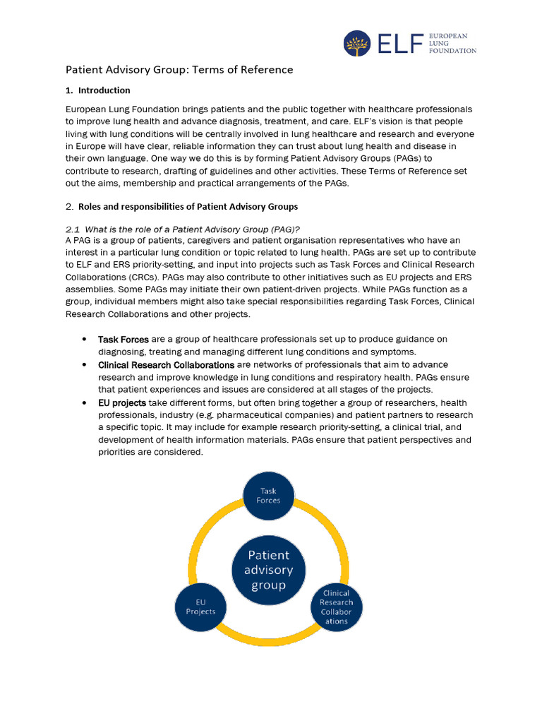Patient Advisory Group Terms of Reference | PDF | Lung Cancer ...