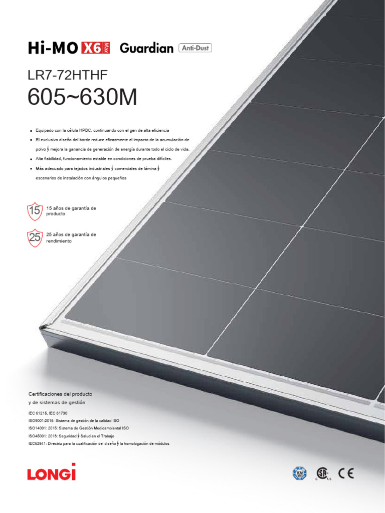 LR7-72HTHF 610 - 615 Anti-Dust) ES | PDF