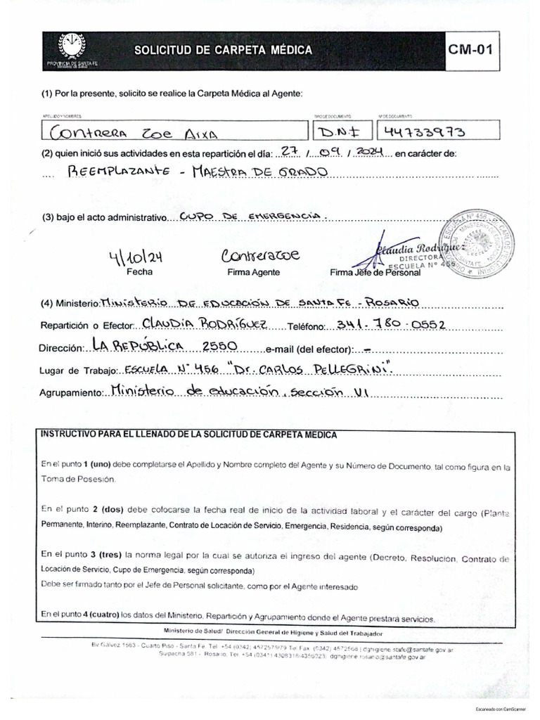 Solicitud de Carpeta Médica CM-01 | PDF