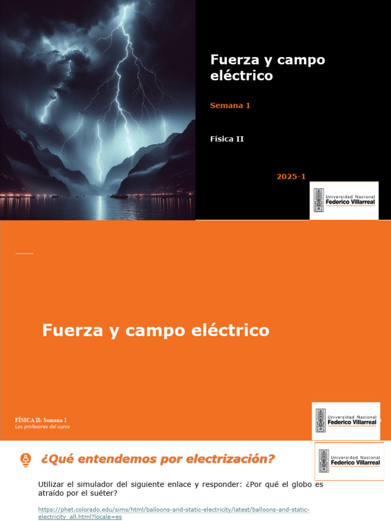 S1. Fuerza y Campo Eléctrico_UNFV | PDF | Carga eléctrica | Campo (física)