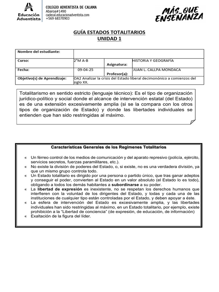 Guía Estados Totalitarios | PDF | Adolf Hitler | Alemania nazi