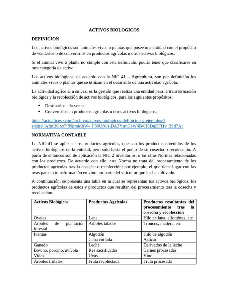 Activos Biologicos | PDF | Agricultura | Mercado (economía)