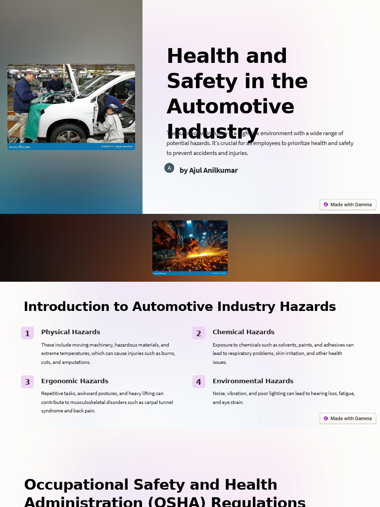 Automotive Industry Health & Safety Guide | PDF | Occupational Safety ...