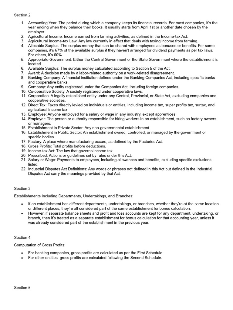 Payment of Bonus Act Notes | PDF | Employment | Gross Income