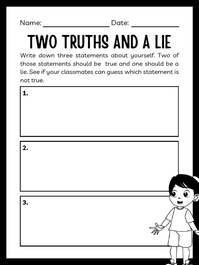 Activity Two Truths and A Lie Grayscale | PDF