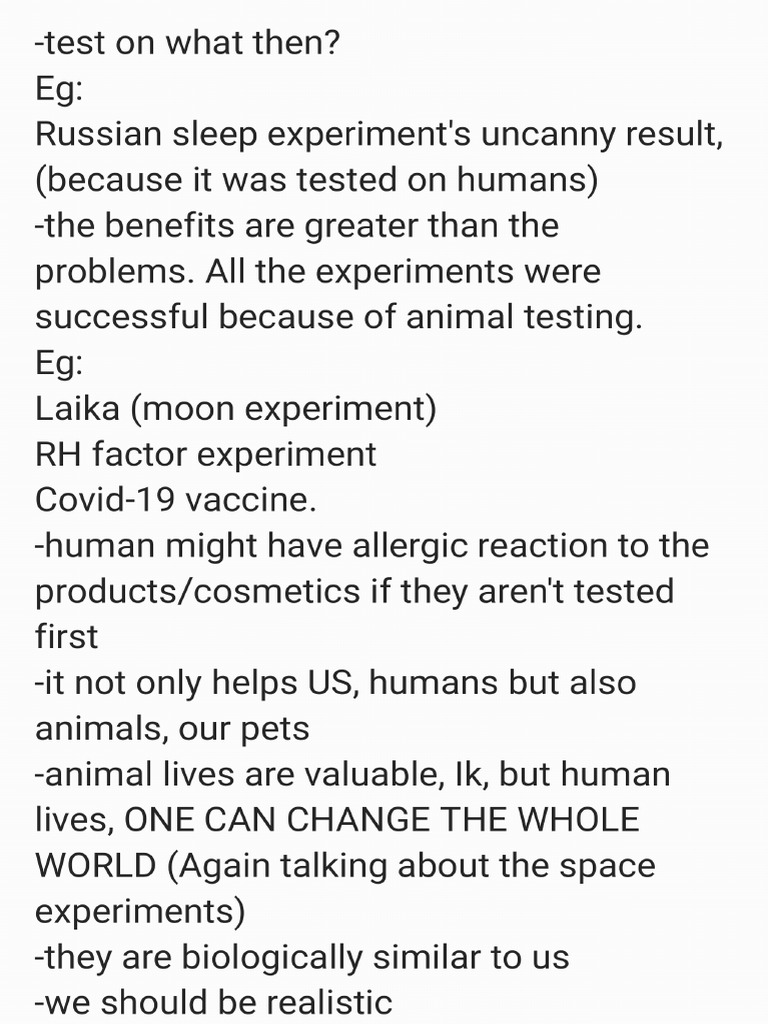 Animal Testing Should Be Allowed Points | PDF