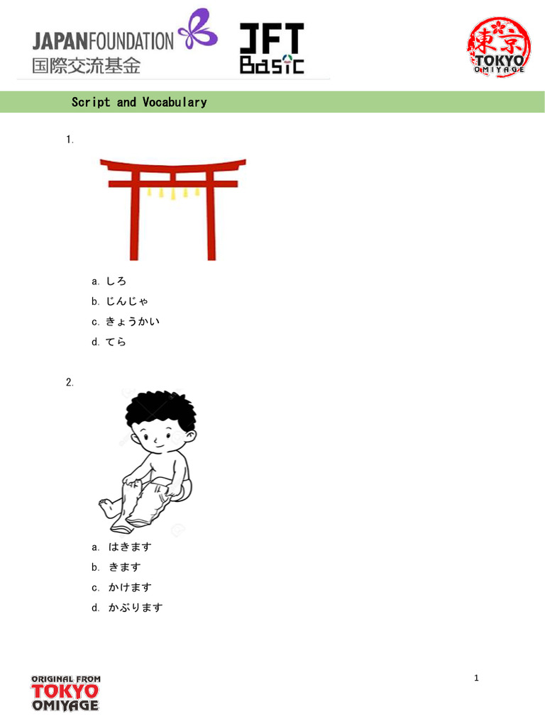 Soal JFT Basic Level Dasar 4 | PDF