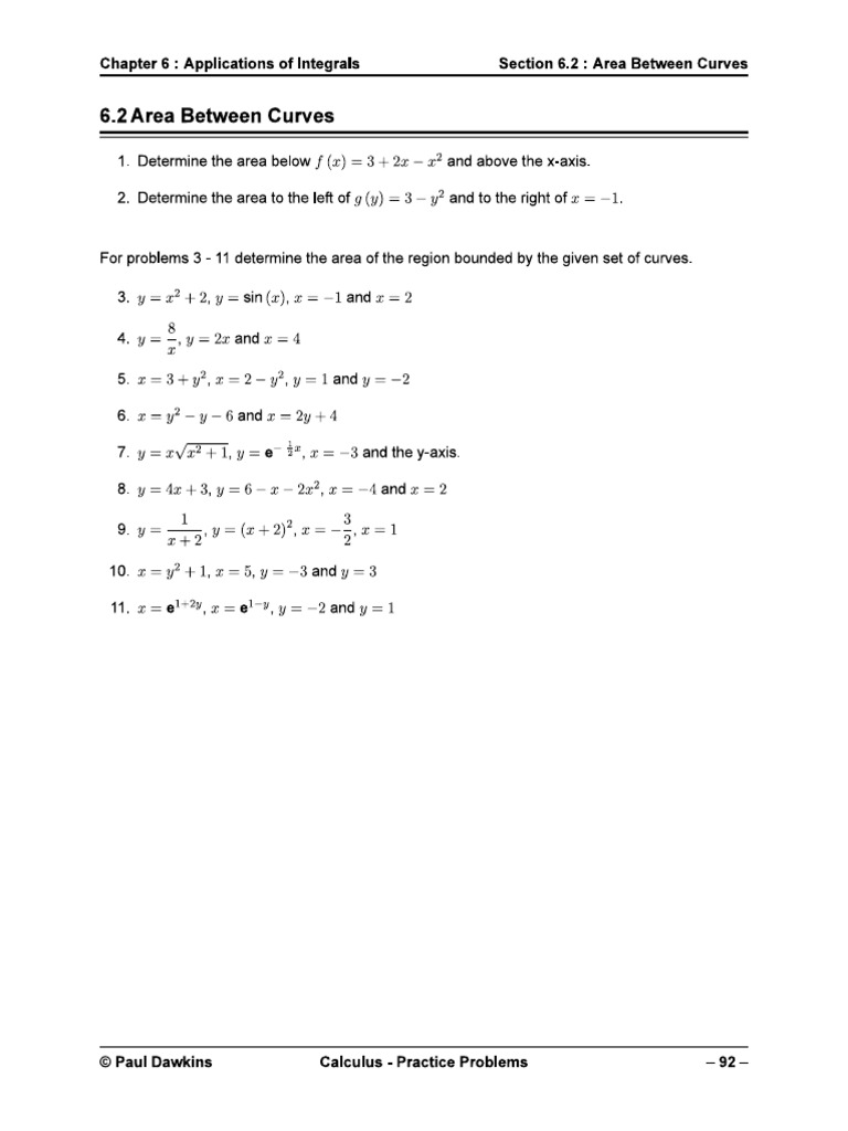Area Between Curve | PDF