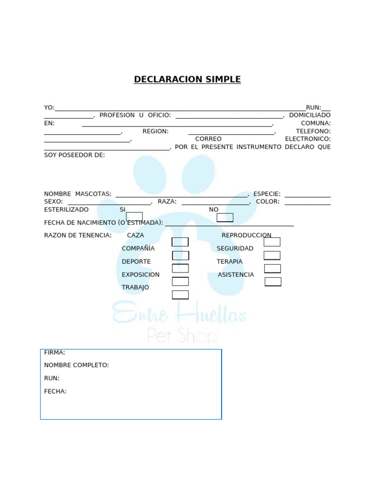 Declaracion Simple | PDF