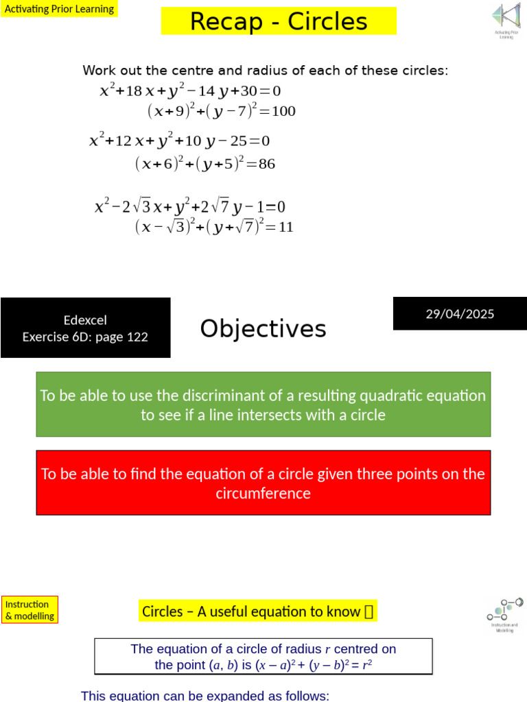 Understanding Circle Equations and Intersections | PDF | Circle ...