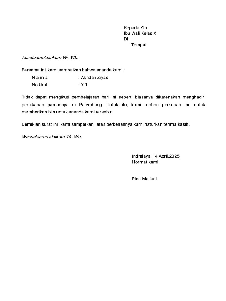 Surat Izin Akhdan X.1i | PDF