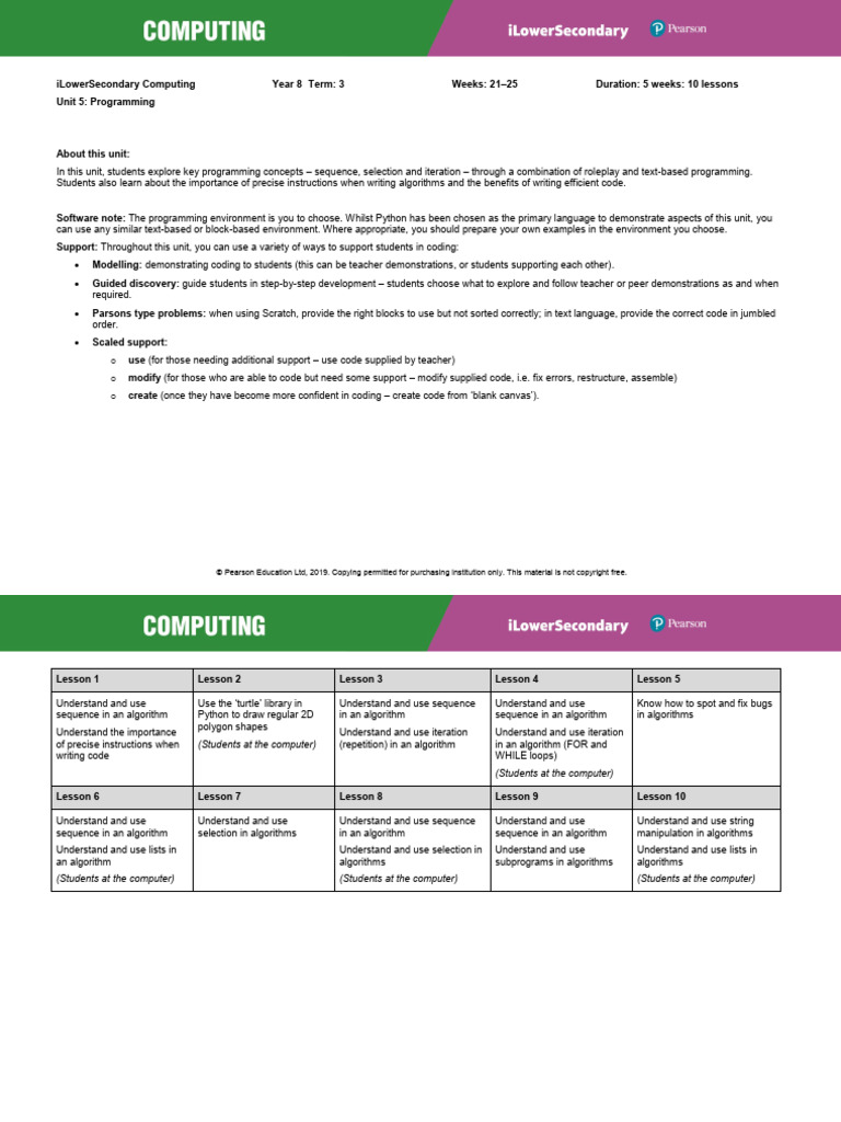 Year8_Computing_Summer_Unit5_final | PDF | Computer Programming | Control Flow