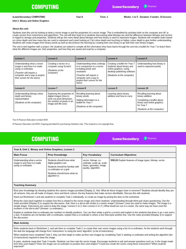 Y8 Computing Autumn Unit1 LP | PDF | Pixel | Display Resolution