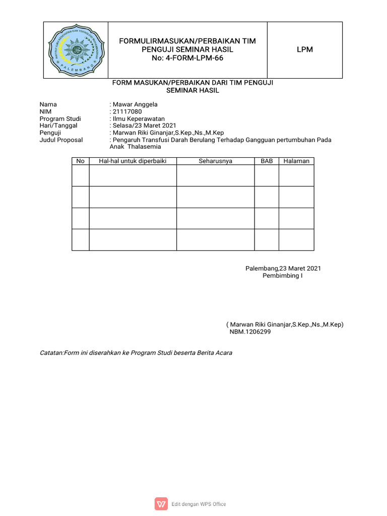 1 Form Masukan Atau Perbaikan | PDF