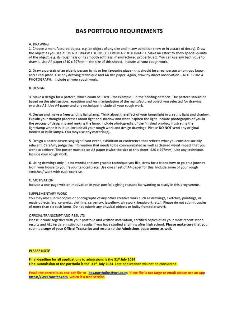 BAS Portfolio Requirements 2024 | PDF | Drawing