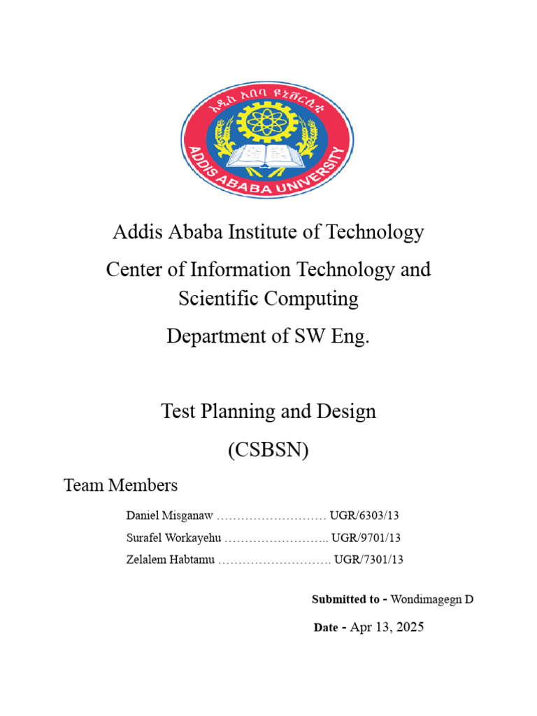 CSBSN_Test_Plan_And_Design | PDF | Software Testing | Computing