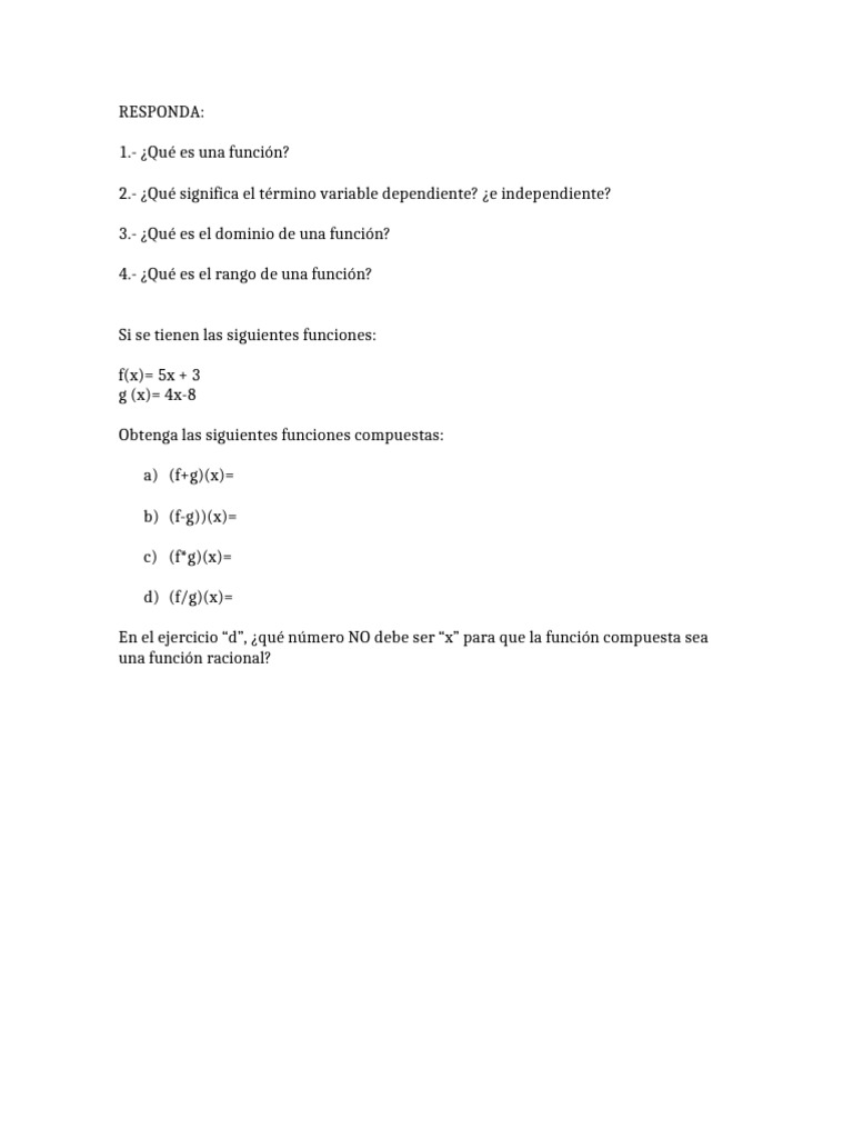 Álgebra de Funciones | PDF