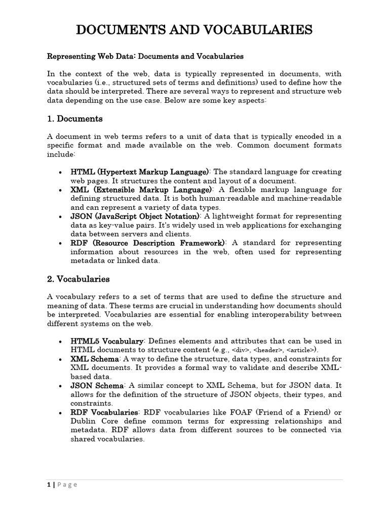 Document and Vocabularies | PDF | Resource Description Framework | Xml