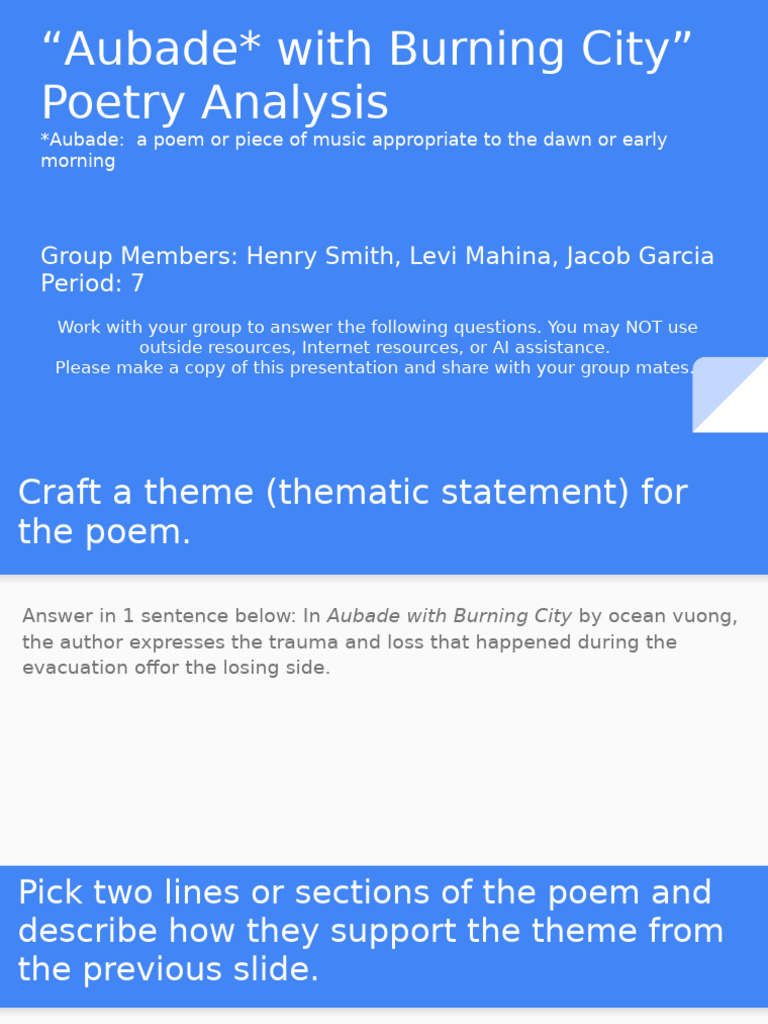 Analysis of "Aubade with Burning City" | PDF | Poetry