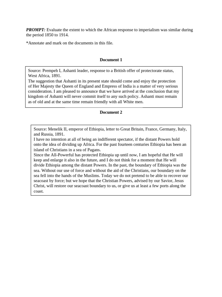Africa DBQ Practice 2024 | PDF | Ethiopia
