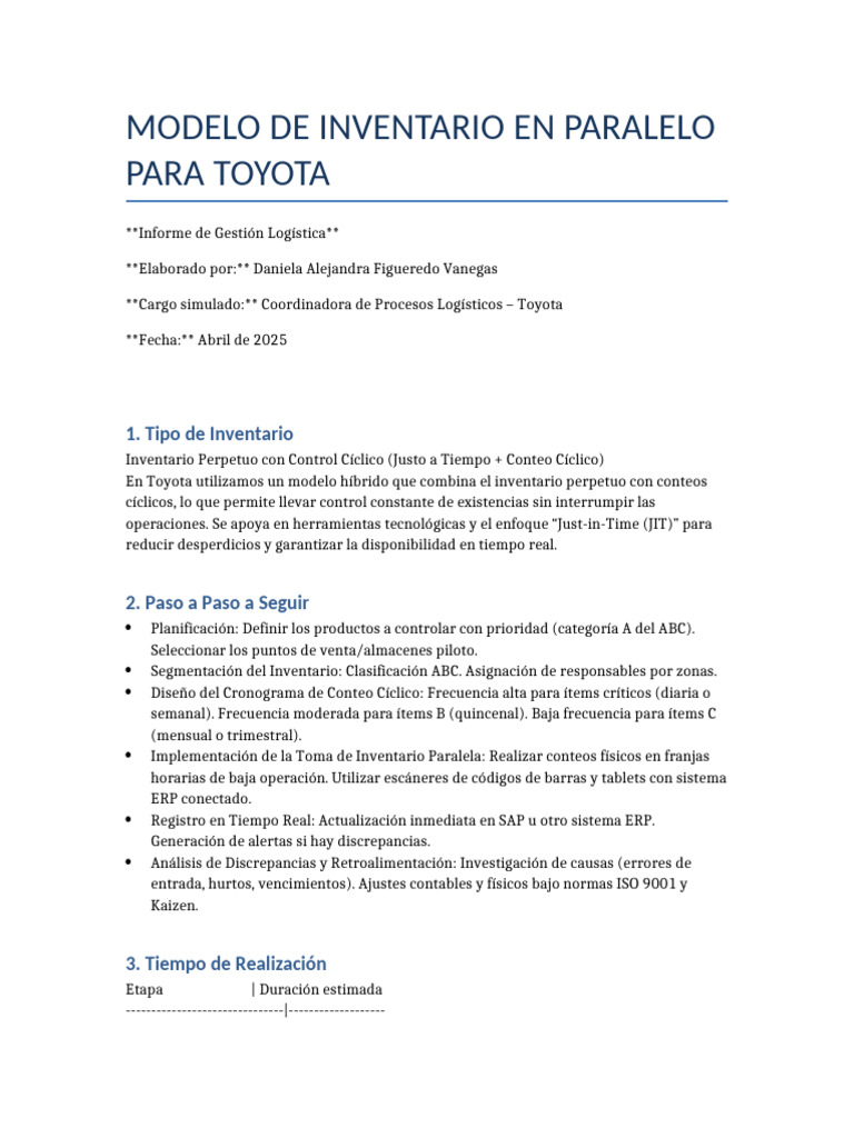 Taller Aplicación de Modelos de Inventarios. GA3-210101062-AA1-EV02. | PDF | Planificación de ...
