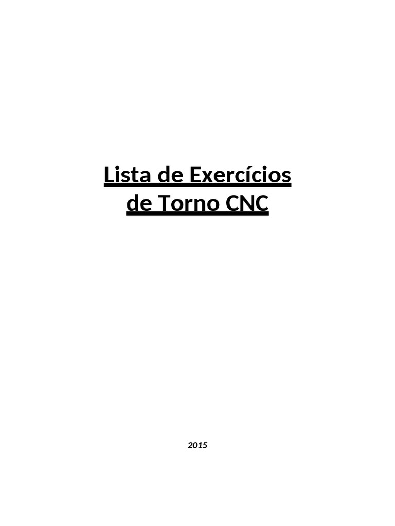 Lista Exercicios Torno CNC | PDF