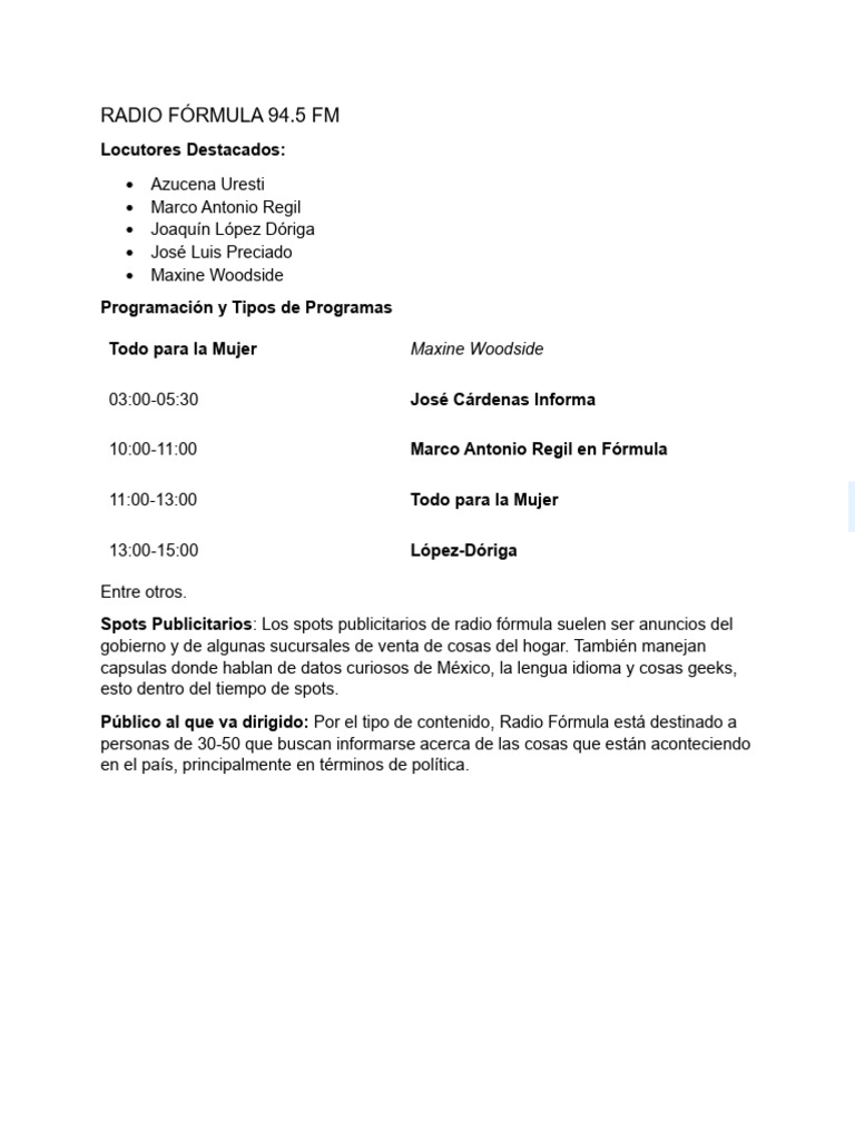 Radio Fórmula Yucatán | PDF