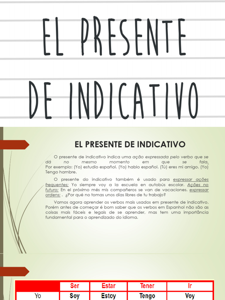 Presente do Indicativo em Espanhol | PDF