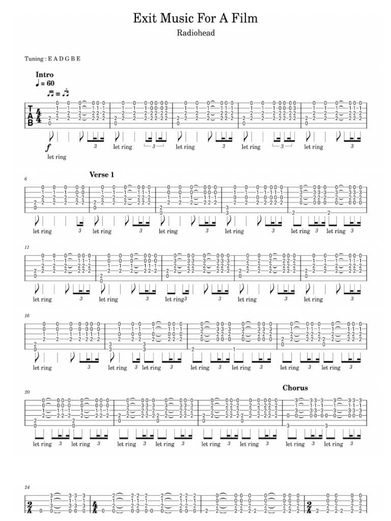 Exit Music For A Film Official Tabs | PDF