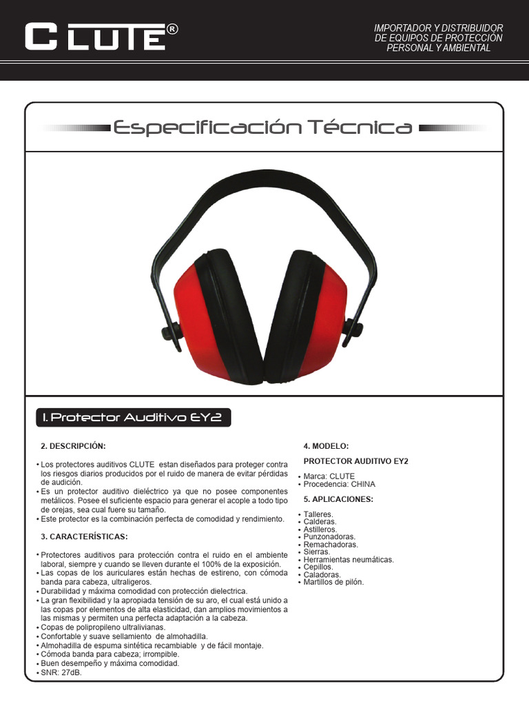 Protector Auditivo EY2 Rojo | PDF