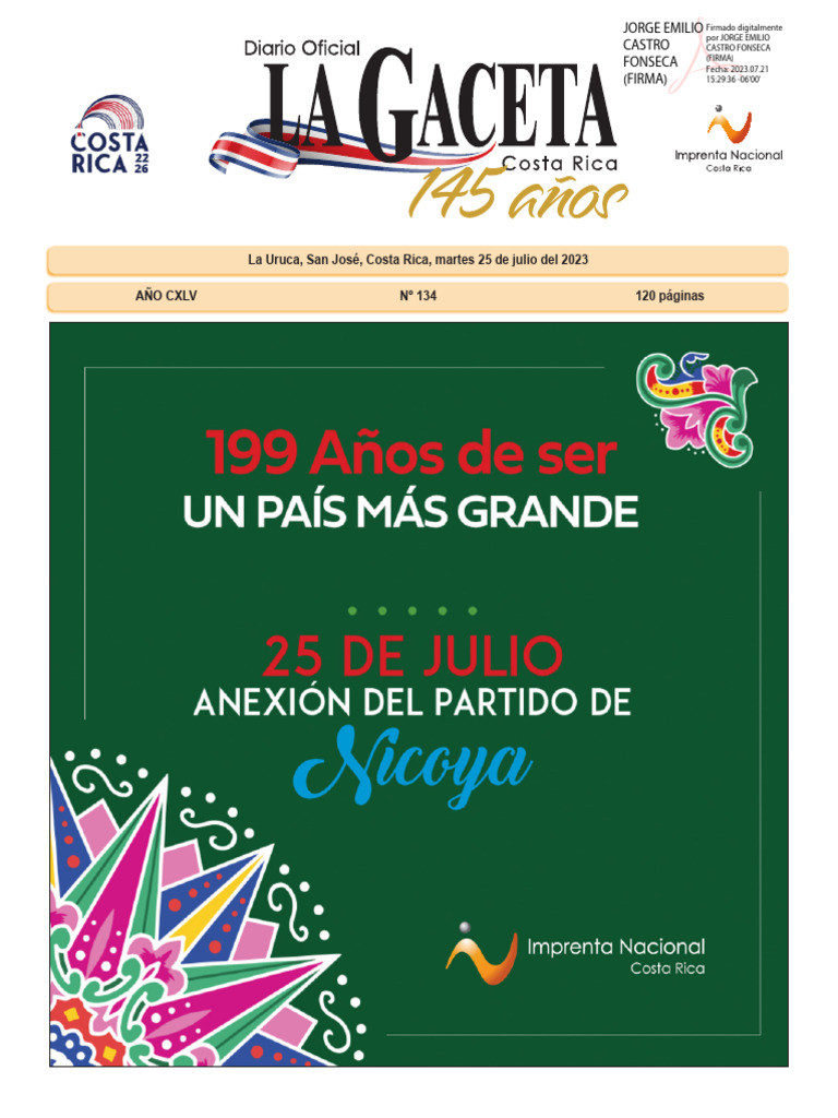 La Gaceta Nº134 25 Julio 2023 Prevención Acoso Laboral | PDF | Marca ...