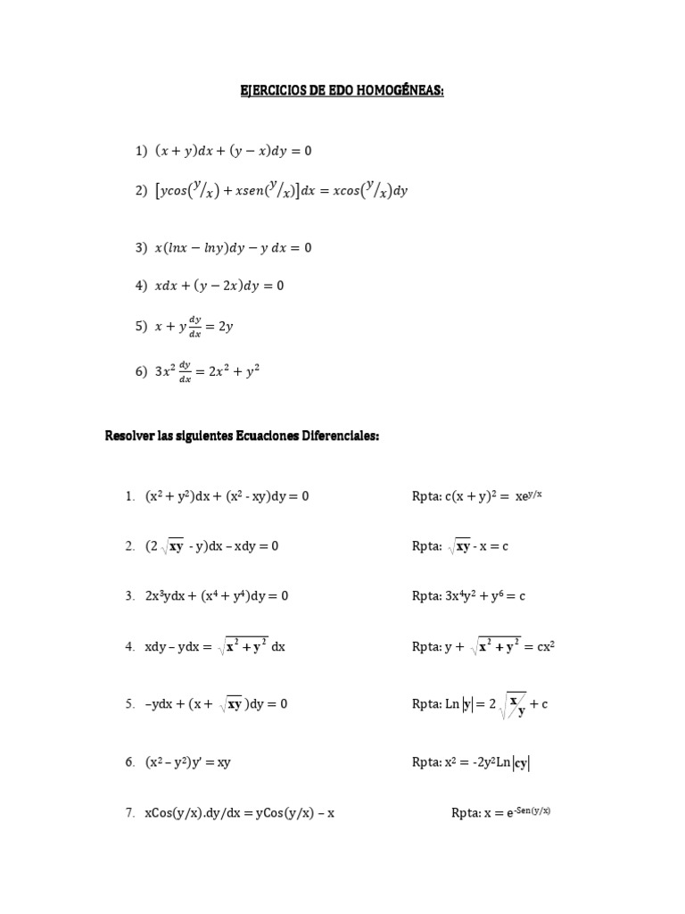 Ejercicios de Edo Homogeneas | PDF | Ajedrez