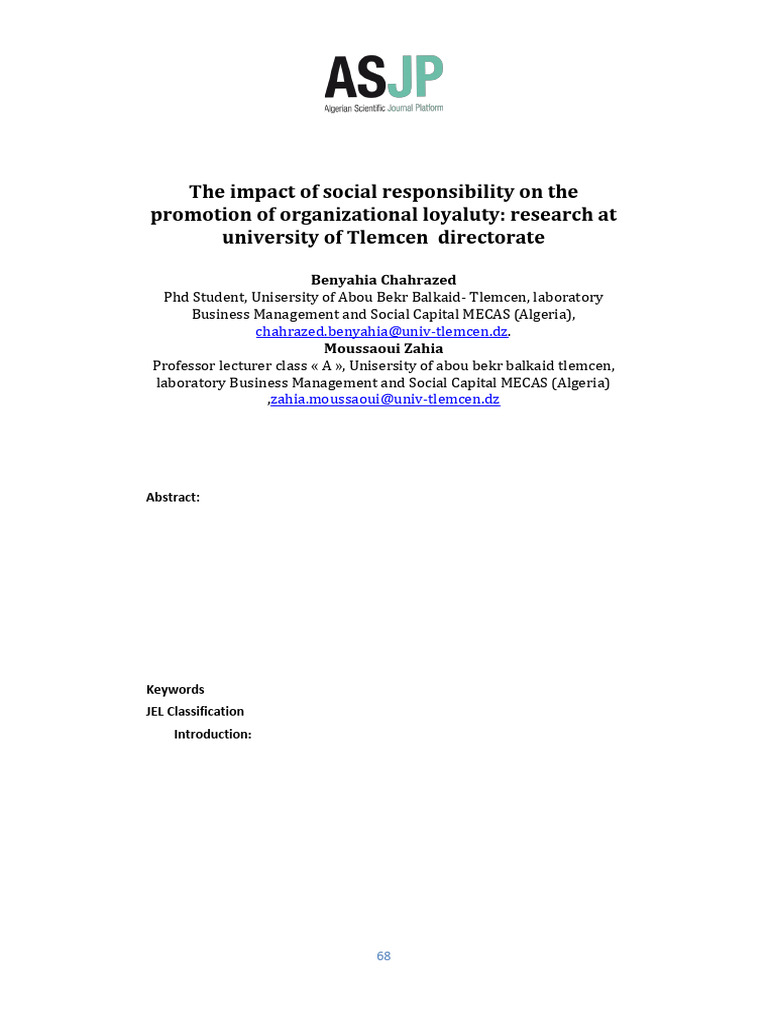 The Impact of Social Responsibility On The Promotion of Organizational ...