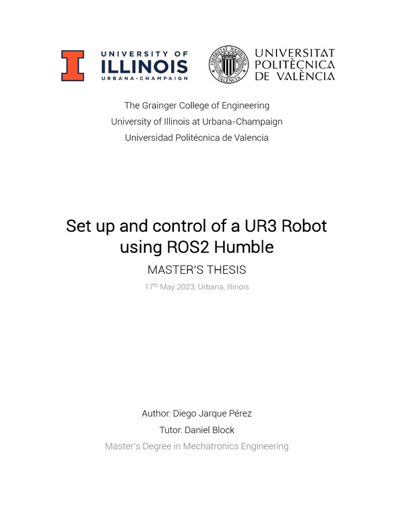 Jarque - Set Up and Control of A UR3 Robot Using ROS2 Humble | PDF | Simulation | Robotics
