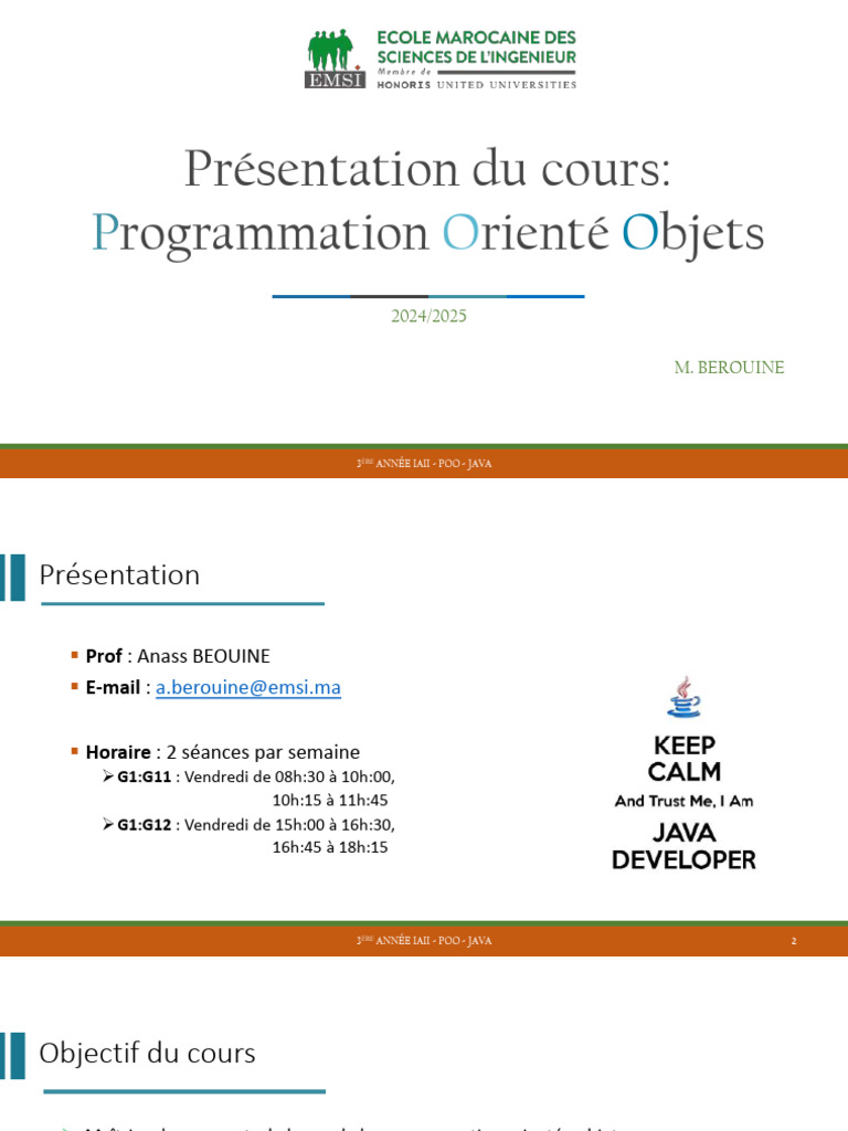 Cours de POO en Java - 3ème Année IAII | PDF | Programmation orientée ...