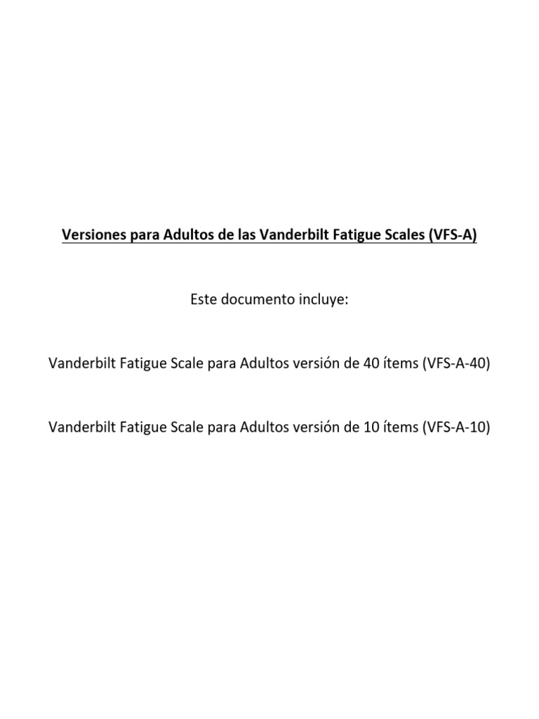 Escalas de Fatiga Vanderbilt para Adultos | PDF | Ciencias del ...