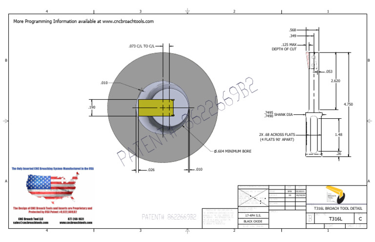 T316L Broach Tool Centerline Drawing Rev C | PDF | Metalworking ...