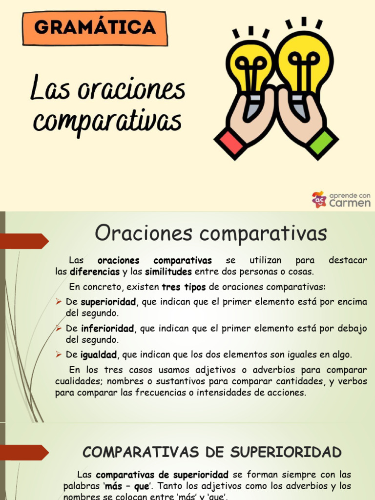 Los comparativos | PDF | Adjetivo | Género gramatical