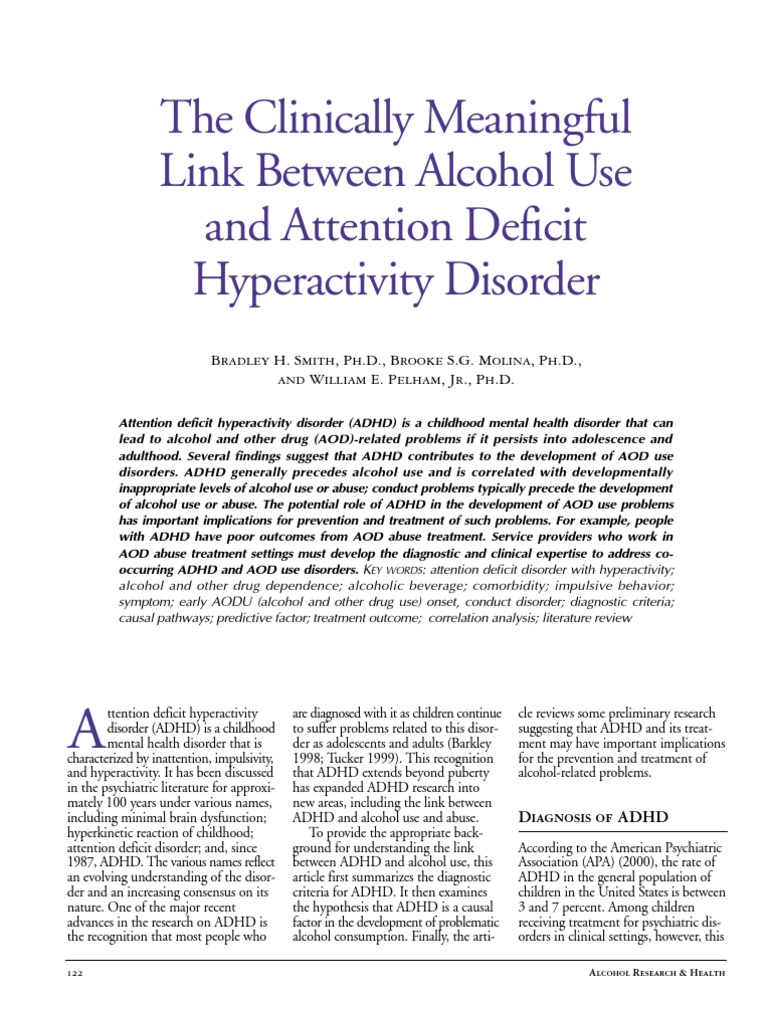 Adhd and Alcohol Use | PDF | Attention Deficit Hyperactivity Disorder ...