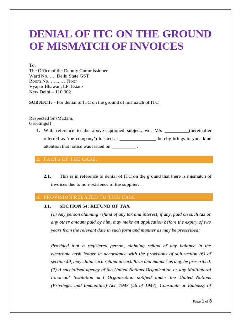 GST-Denial of ITC Refund Due To Mismatch | PDF | Tax Refund | Taxes