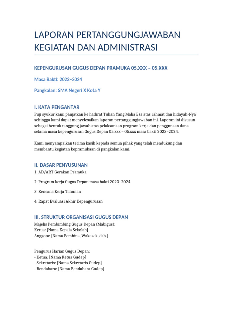 LPJ Gugus Depan Pramuka 2023-2024 | PDF
