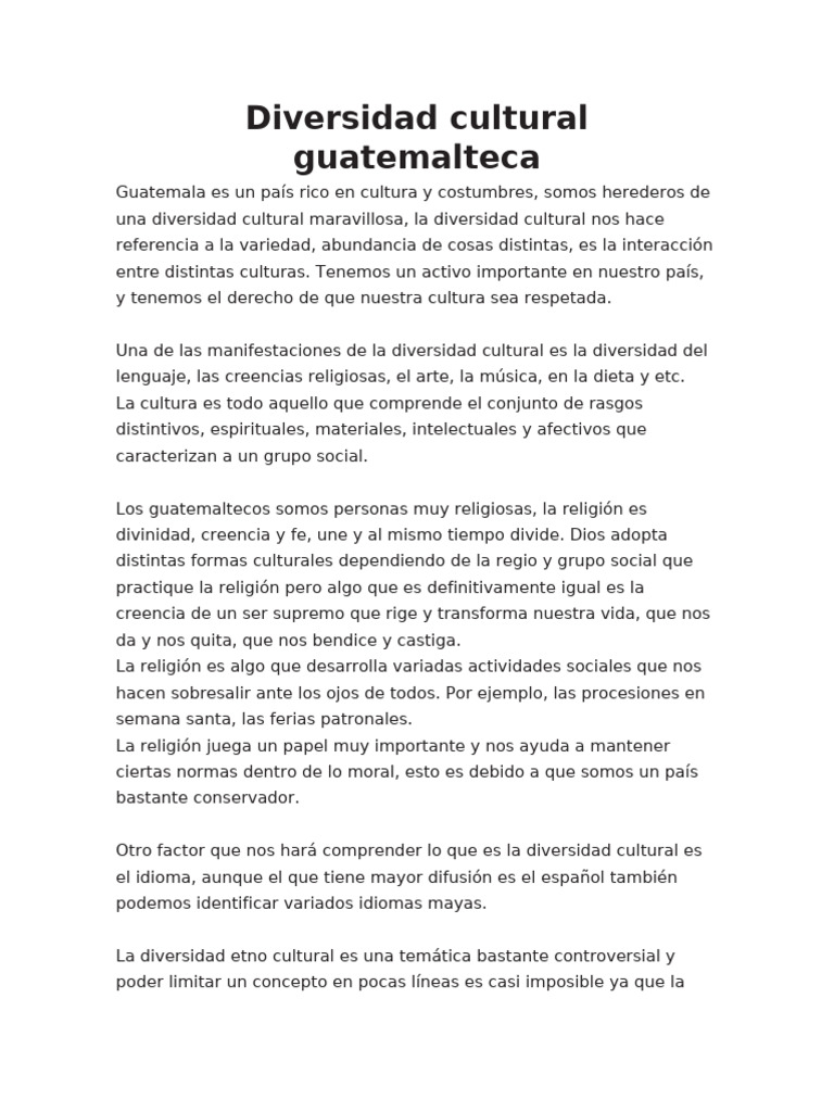 Diversidad Cultural Guatemalteca Pdf Guatemala Etnicidad 1748
