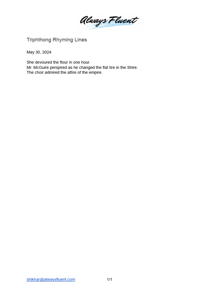 Triphthongs Rhymes (American English) | PDF
