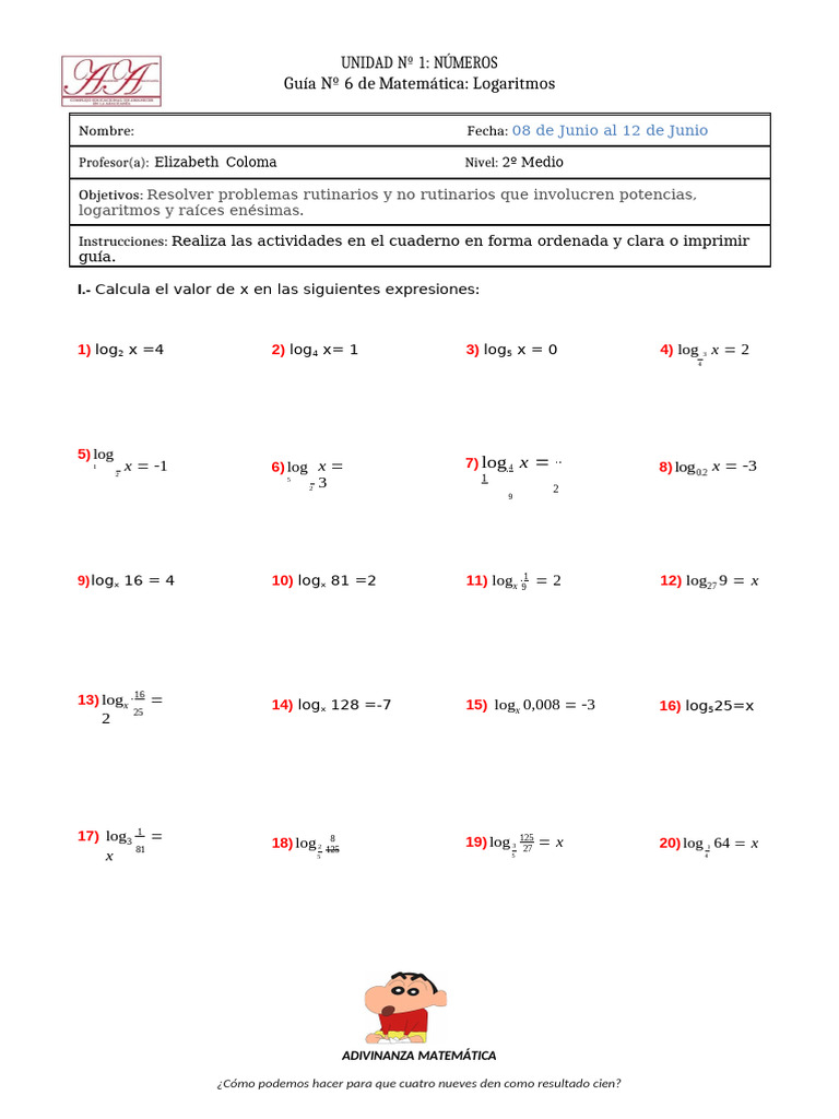 2º-Medio-Matemática logaritmo | PDF | Exponenciación | Logaritmo