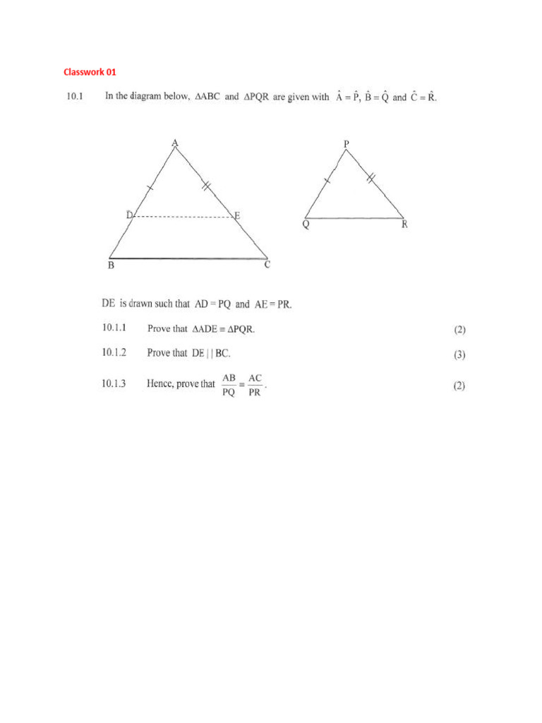 Euclidean Geometry Prop and Similarity - Activities - 2022 | PDF