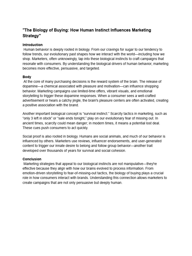 The Biology of Buying - How Human Instinct Influences Marketing ...