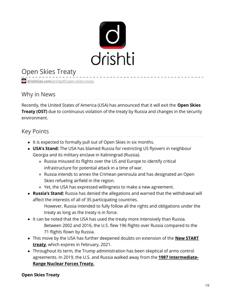 Open Skies Treaty | PDF | Start I | Military