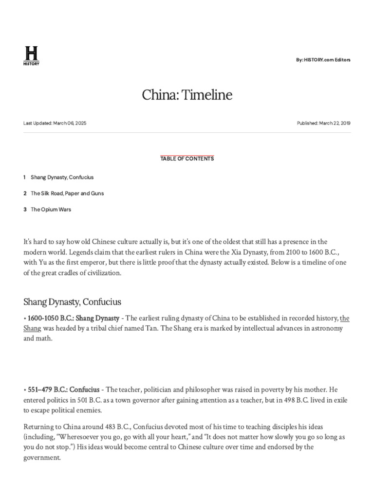 China_ Timeline _ HISTORY | PDF | Mao Zedong | Qing Dynasty