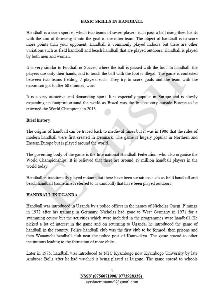 Handball Notes2023 | PDF | Sports | Ball Games